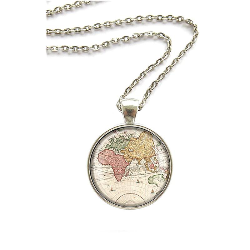 Buy Vintage World Map Necklace, Old World Map Pendant Necklace at ...