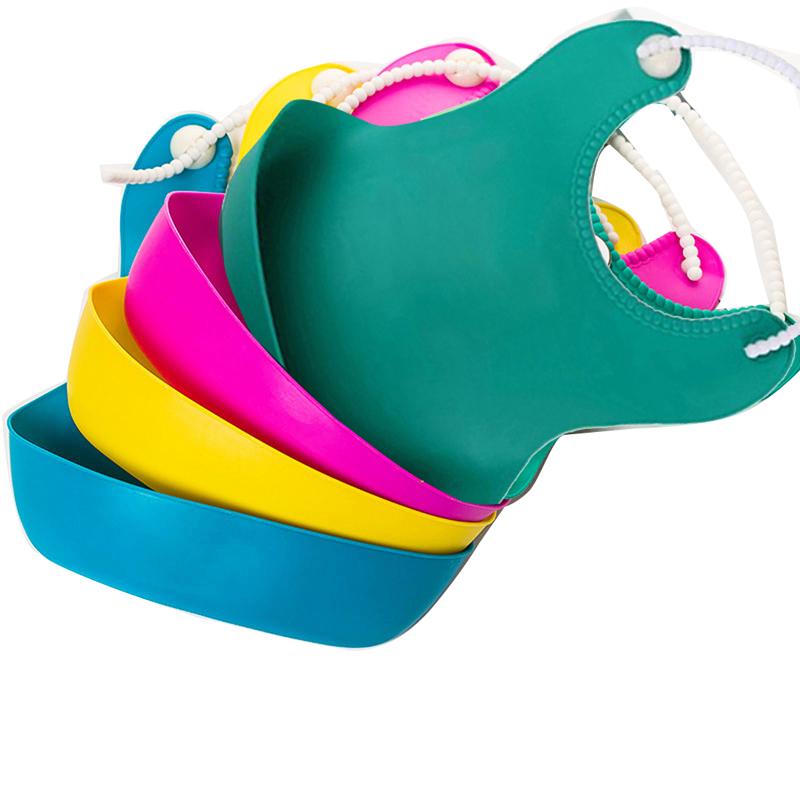 Buy High Elastic Soft Silicone Toddler Baby Bibs Food Catcher Feeding ...