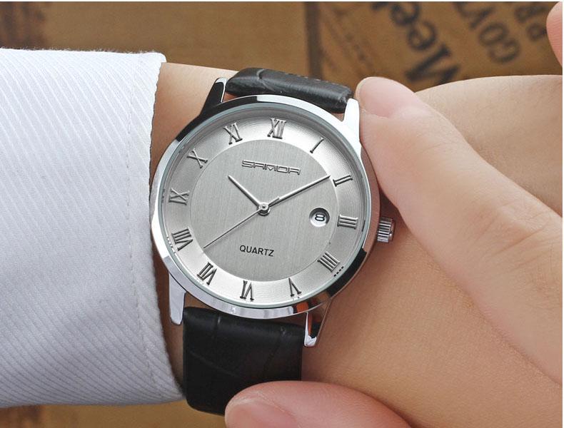 Buy SANDA 7mm Super Slim Men's Watches Leather Business Leisure ...
