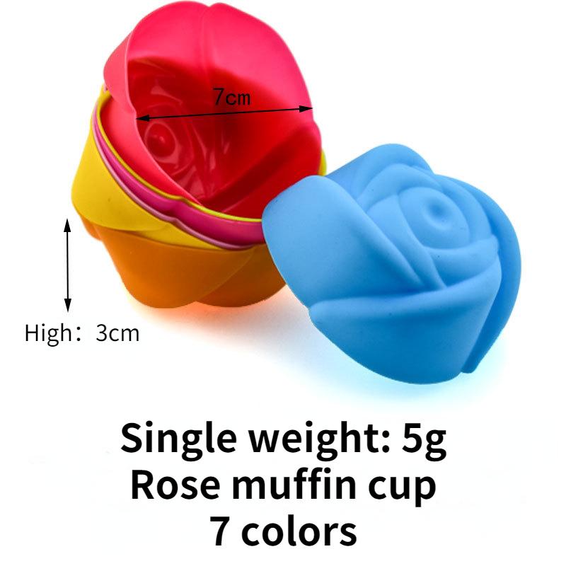 7cm Muffin Cup Round Heart Square Rose Silicone Cake Cup Baking Mold ...