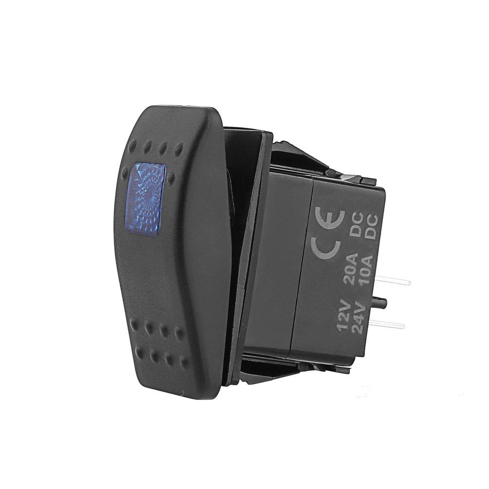 Buy Waterproof 12V 20A Bar Carling Rocker Switch 3 Pin Blue LED Light ...