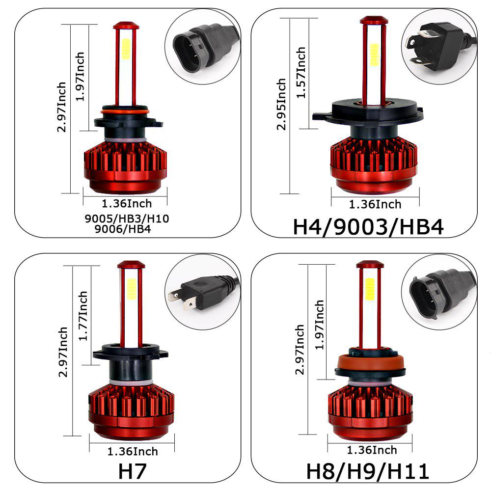 2pcs Car LED Headlight Kit HB4 H7 HB3 H4 9003 HB2 H11 300W 6000K Bright ...