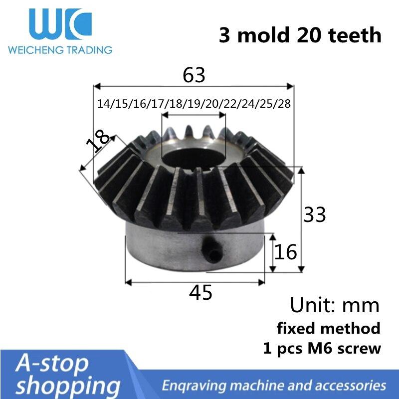Buy 1pcs Bevel Gear 3 Mold 20 Teeth Hole 14mm 15mm 16mm 17mm 18mm 19mm ...