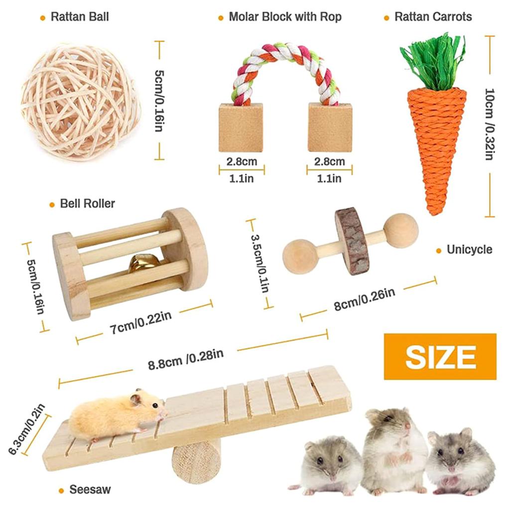Buy 12 Pack Chew Toys for Small Animal Pets Teeth Clean Wood Roller ...
