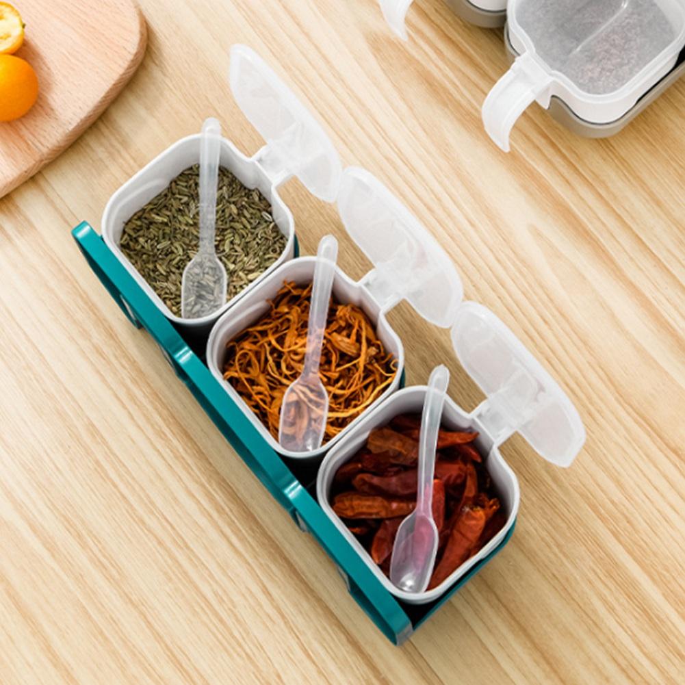 Cheap Wall-Mounted Seasoning Storage Box Salt Container Jar with Spoon ...