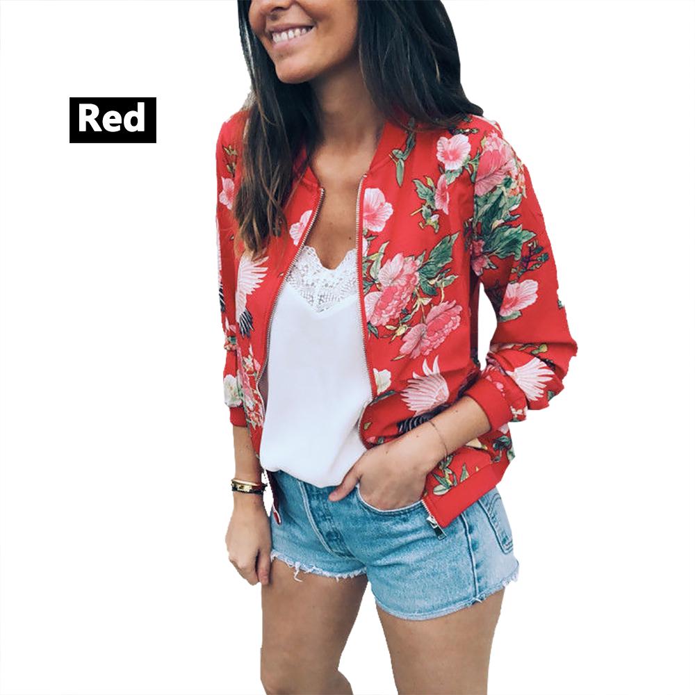 Buy Women's Floral Printed Jacket Vintage Bomber Jackets Cool Biker ...