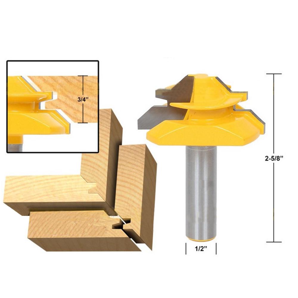 1Pcs 45 Degree 1/2" Shank Lock Miter Glue Joint Router Bit Woodwork ...