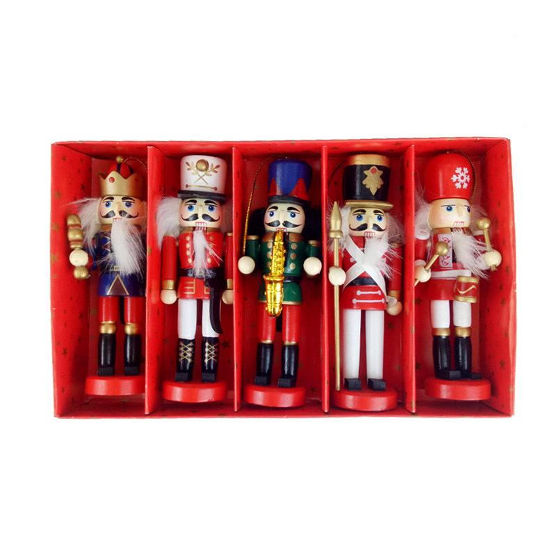 Buy Christmas Decorations Wooden Nutcracker 12cm Set Five Hand Painted ...
