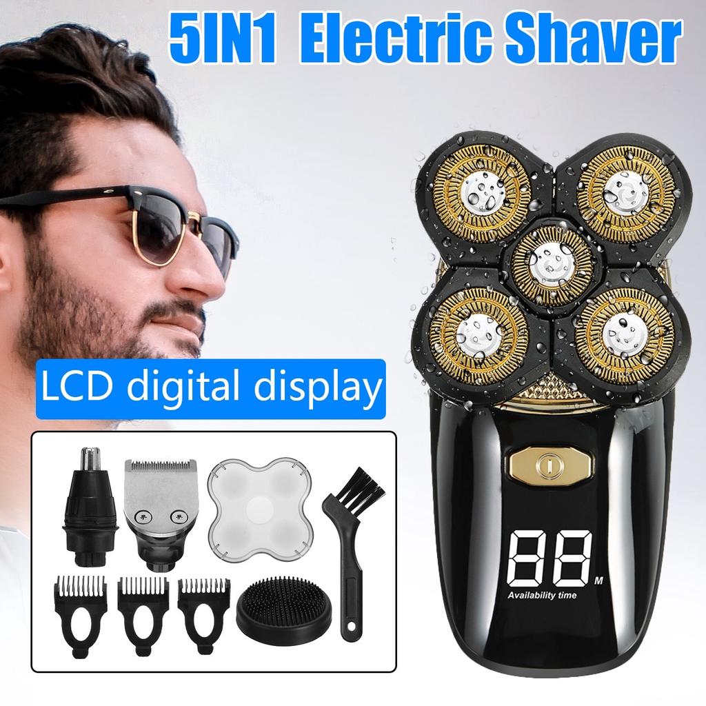 Buy 5 In 1 LCD Display Rechargeable Battery Dry Wet Beard Shaver Sets ...