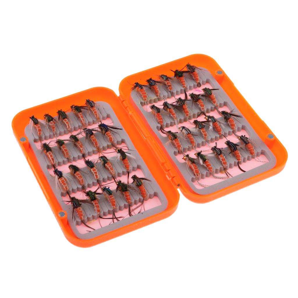 40 Pcs Bionics Artificial Fly Fishing Flies Insect Nymph Orange uygun ...