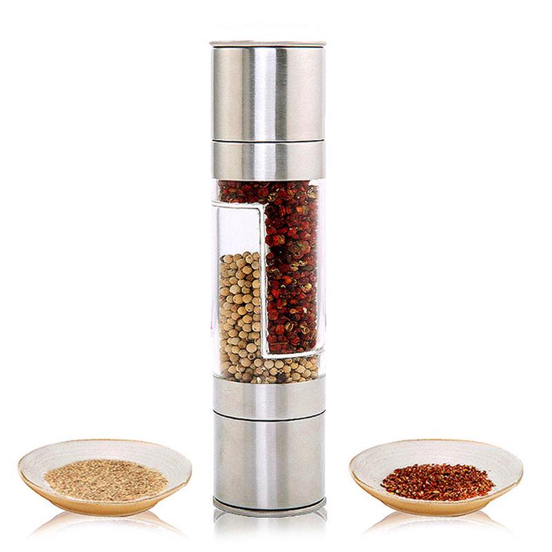 Buy Stainless Steel 2 In 1 Salt Pepper Grinder Dual Hand Spice Mill ...