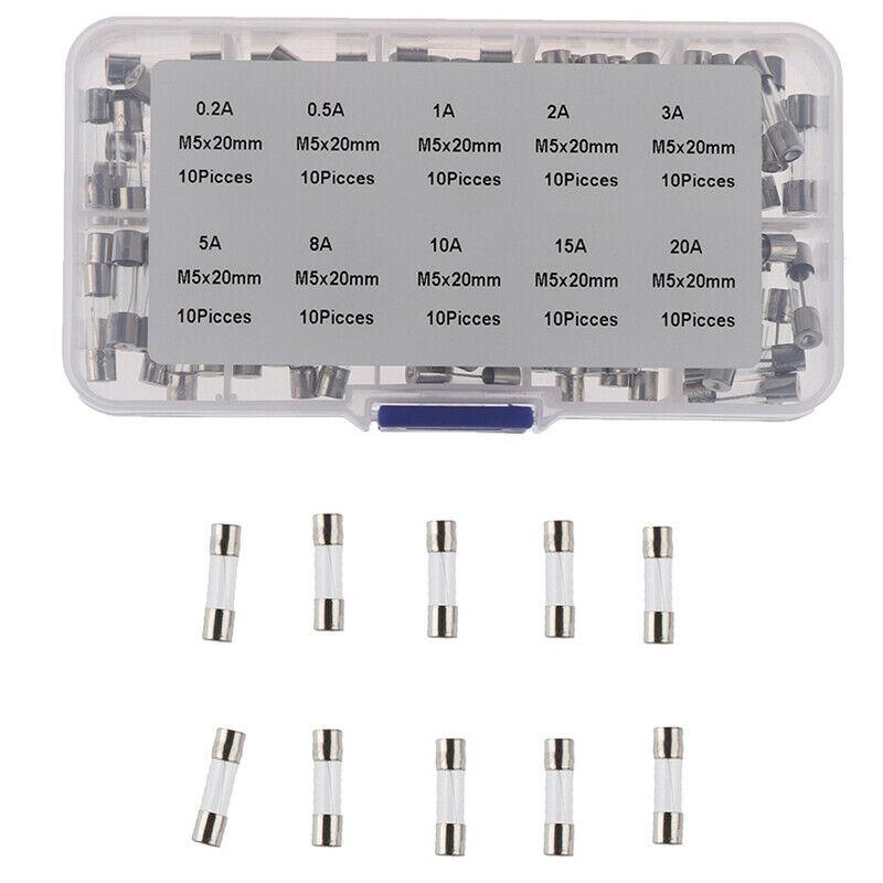 Buy Glass Tube Fuses 100 Pcs 5x20mm Assorted Kit Automobiles at ...