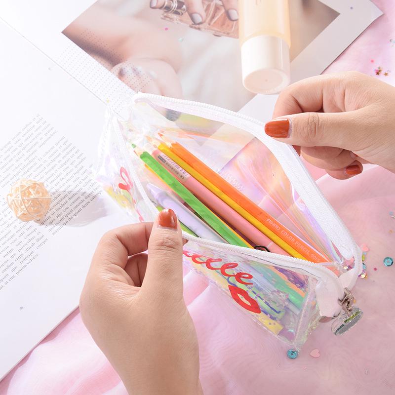 Buy Transparent Cool Pencil Case Super Shiny PVC Pencils Bags Sequin ...