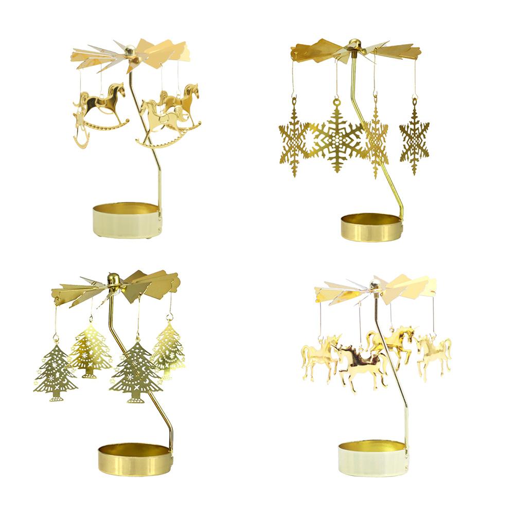 Buy Gold Candlesticks Rotating Carrousel Tea Light Romantic Table ...