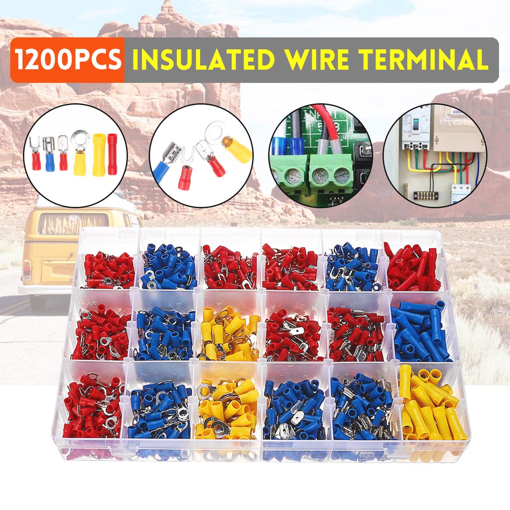 Buy 1200Pcs Assorted Insulated Electrical Wire Terminal Crimp Port ...
