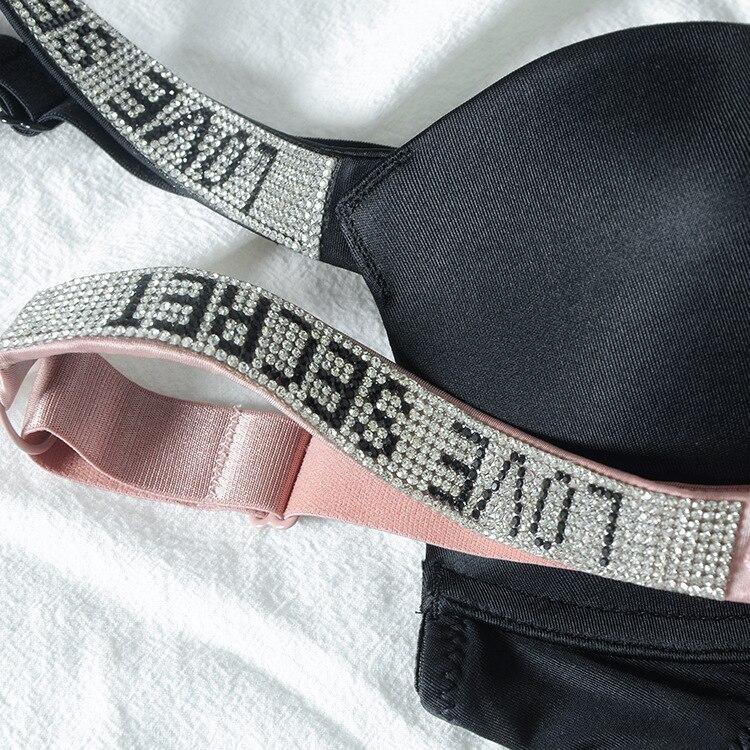 💰Kjøp Rhinestone Women Underwear Secret Push Up Bra Middle Mold Cup ...