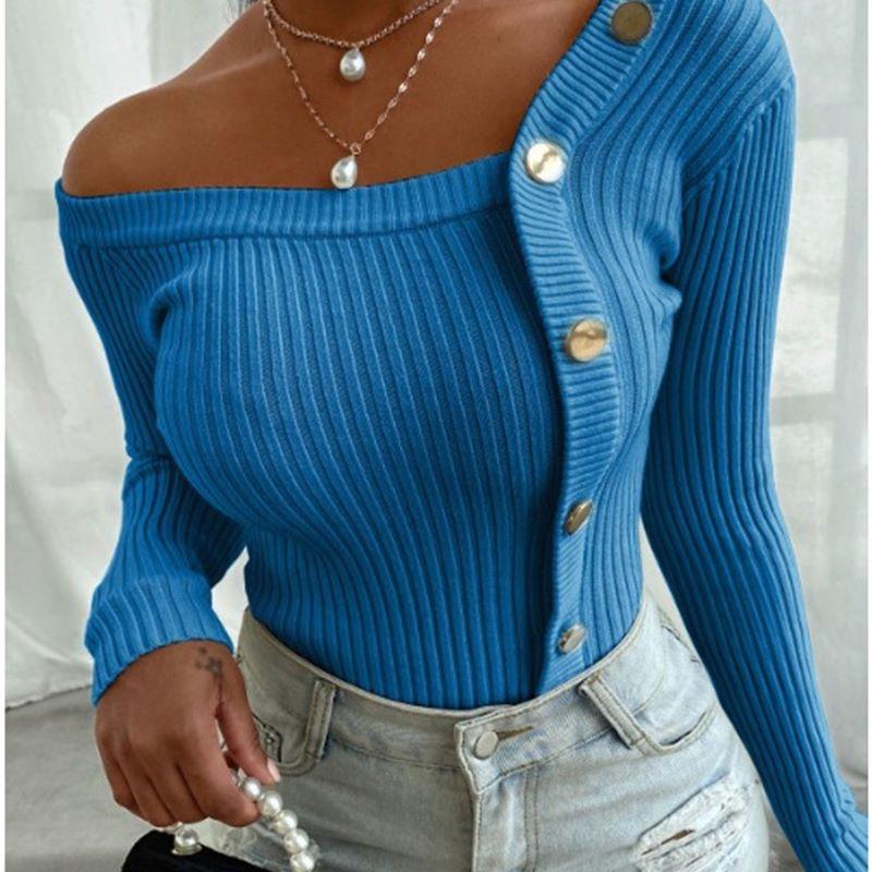 Cheap Women's Tops Fashion Autumn and Winter Style Stitching Button ...