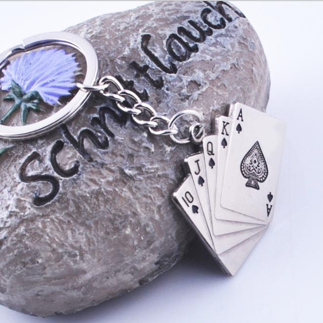 Buy Metal Keychain Poker Key Ring Playing Card Key Chain For Men Women ...