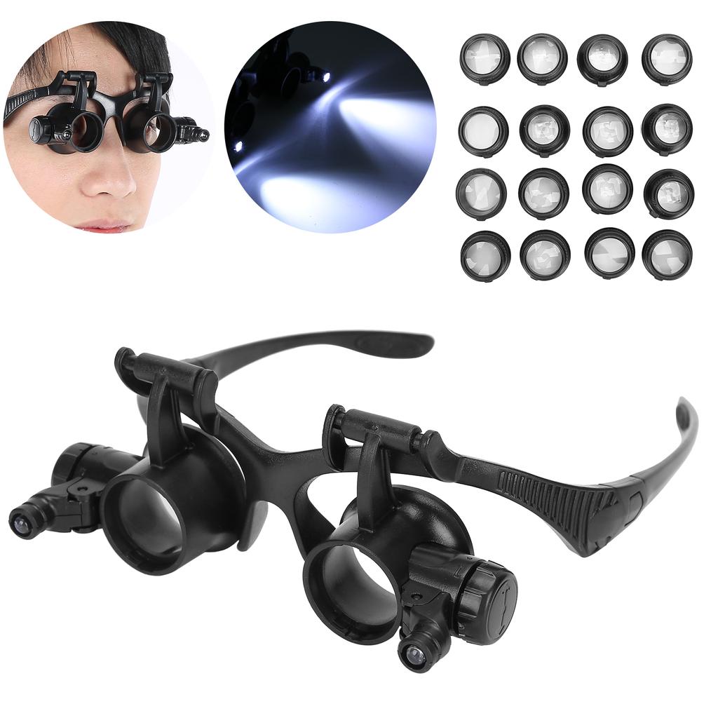 Buy 2.5X‑25X LED Headband Magnifier Head‑Mounted with 16pcs Lens for ...