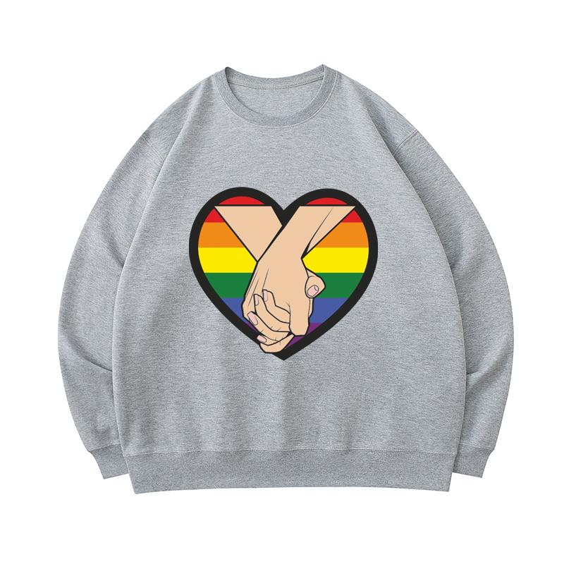 Cheap Men's 300 GSM 100% Cotton Sweatshirt Hand In Hand Lgbt Flag Print ...