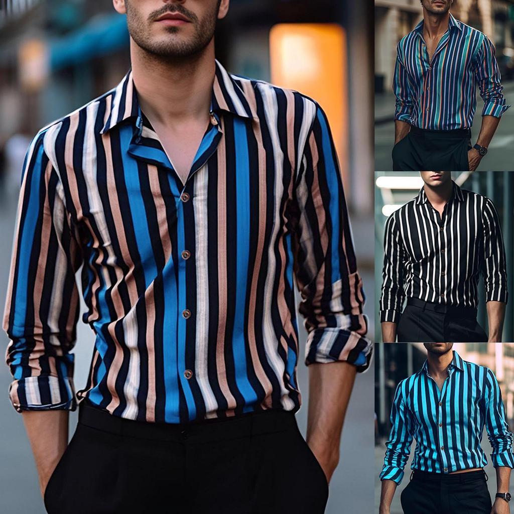 Buy Men's Nightclub Fashion Colorful Shirt Casual Trend Long Sleeved ...