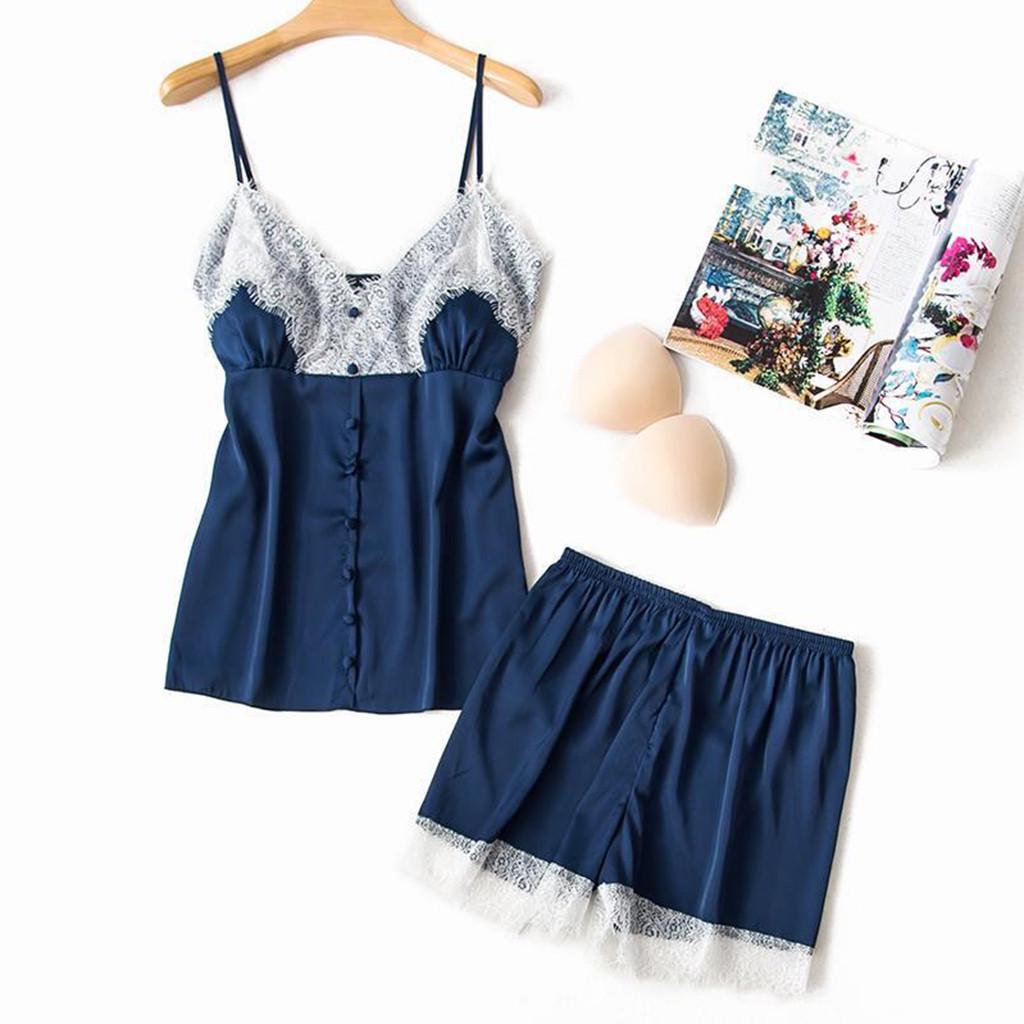 Buy Women Sexy Lace Breasted Sling Lingerie Pants Nightgown Set at ...