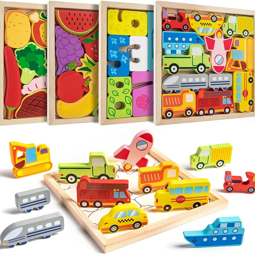 Buy Wooden Puzzles for Toddlers Baby Age 2 3 4 Year Old Learning Color ...