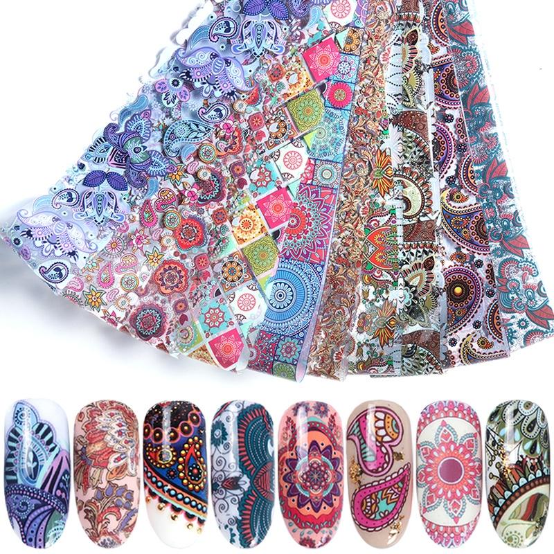 10pcs Nail Foil Set Adhesive Transfer Sticker Personalized Wraps Slider ...