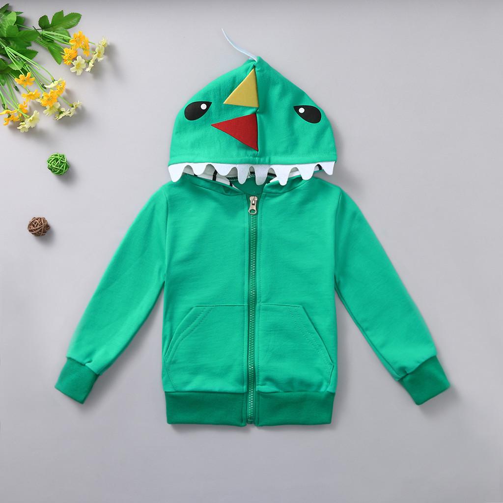 Kids Toddler Boys Girl Cartoon 3D Dinosaur Hooded Jackets Outerwear ...