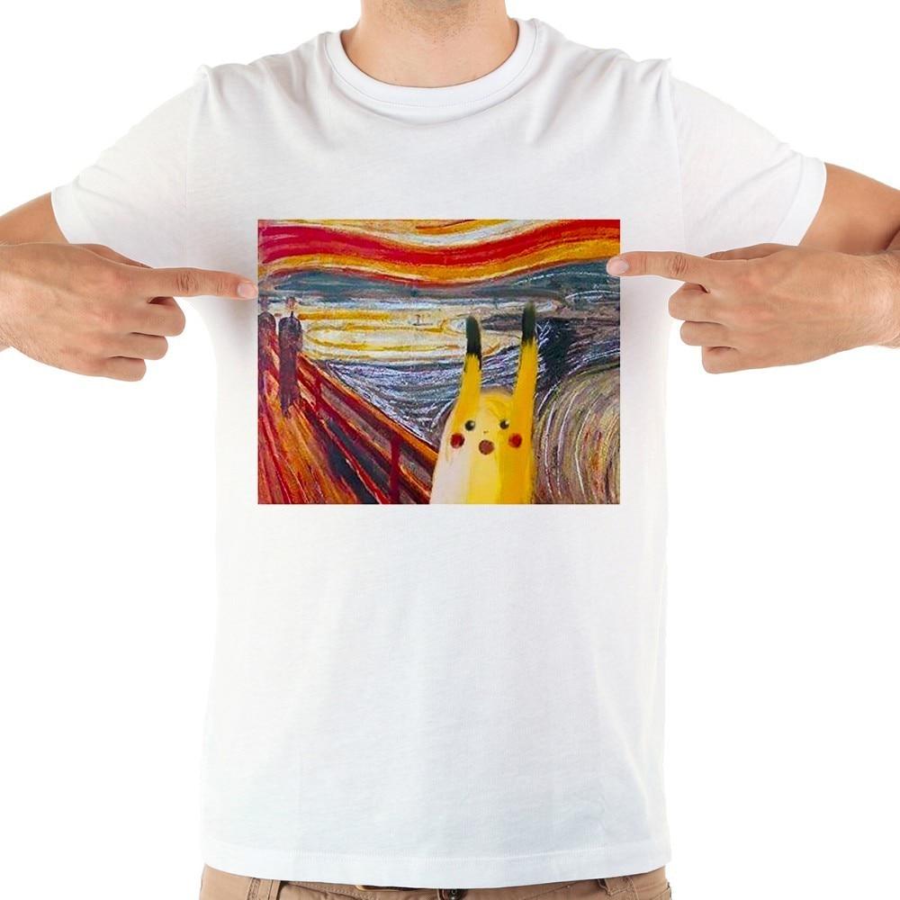 Buy The Scream Pikachu Meme Funny Tshirt Men Summer White Casual Short ...