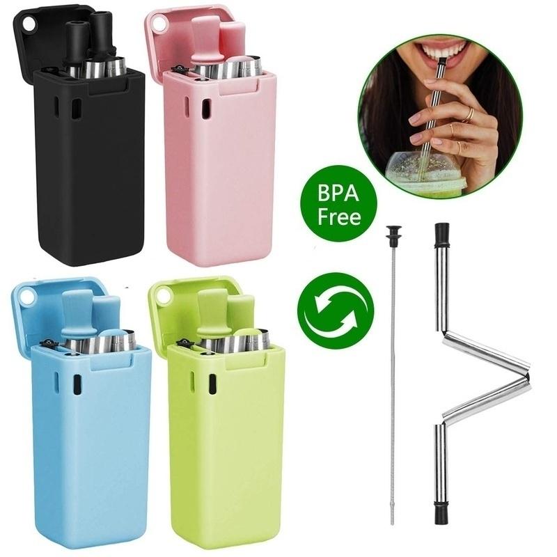 Buy Reusable 23cm Foldable Straw Stainless Steel Straw Portable at ...