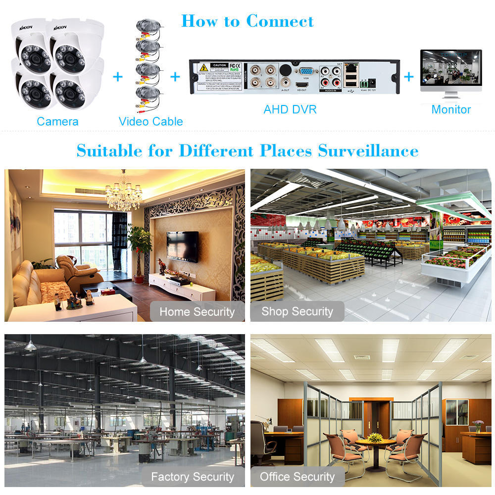 💰Köp billigt online 4*1080p 2000tvl Ahd Ir Cctv Camera + 4*60ft ...