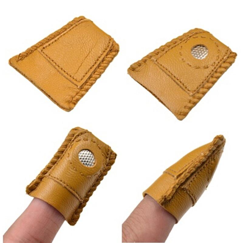 Buy Fashion Finger Leather Thimble Sheepskin With Metal Tip For Sewing ...