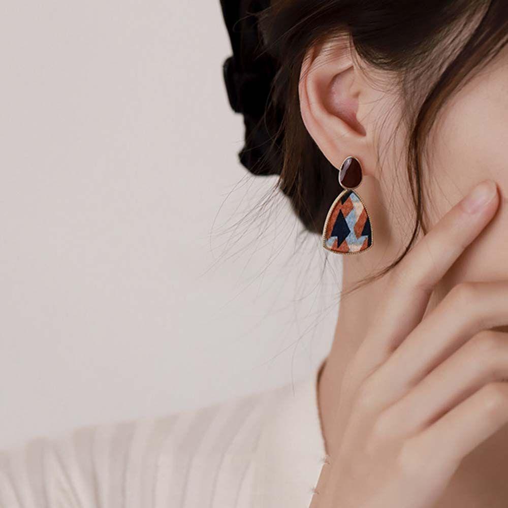 Buy Retro Silver Pin Earring French Style Drop Shape Earrings Stud ...