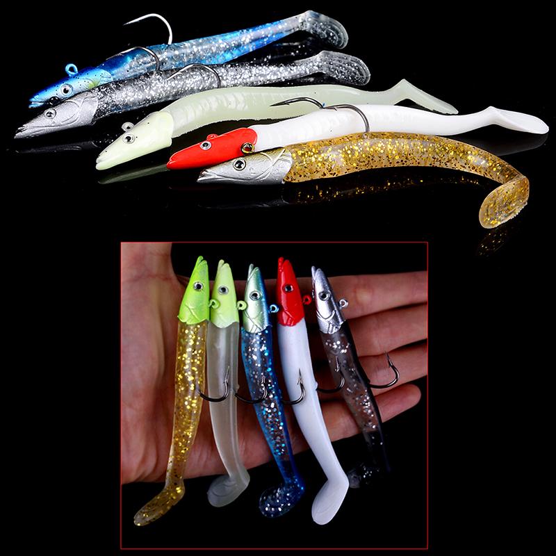 Buy 22G/110Mm 3D Eyes Soft Sink Fishing Lures Bait Worm Swim Jig Head ...