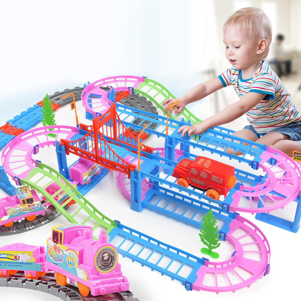 Buy 1 Set Electric Rail Car Toy Plastic Creative Assembly DIY Electric ...