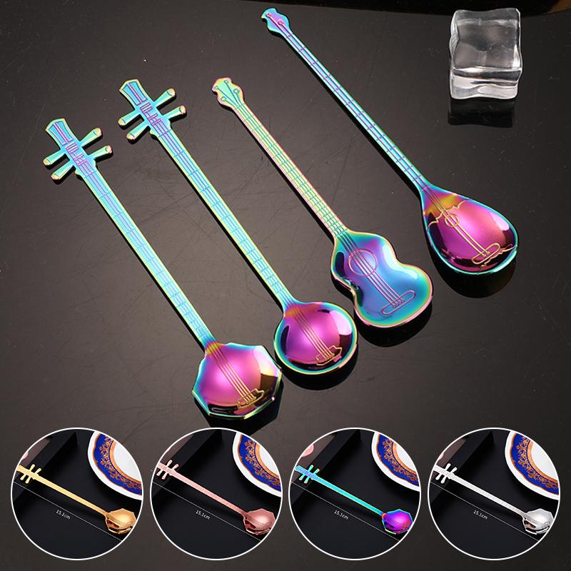 Buy 1PC Teaspoons Music Theme Stainless Steel Guitar Spoons Dessert Tea ...