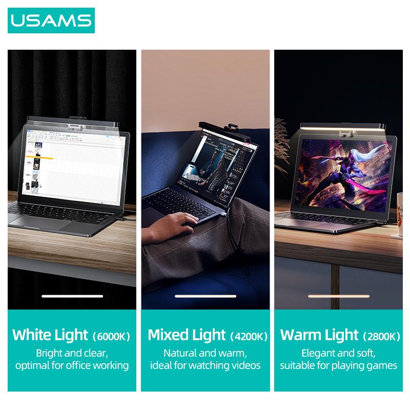 Buy USAMS Laptop Screen Lamp LED Light Dimmable USB Desk Lamps Monitor ...