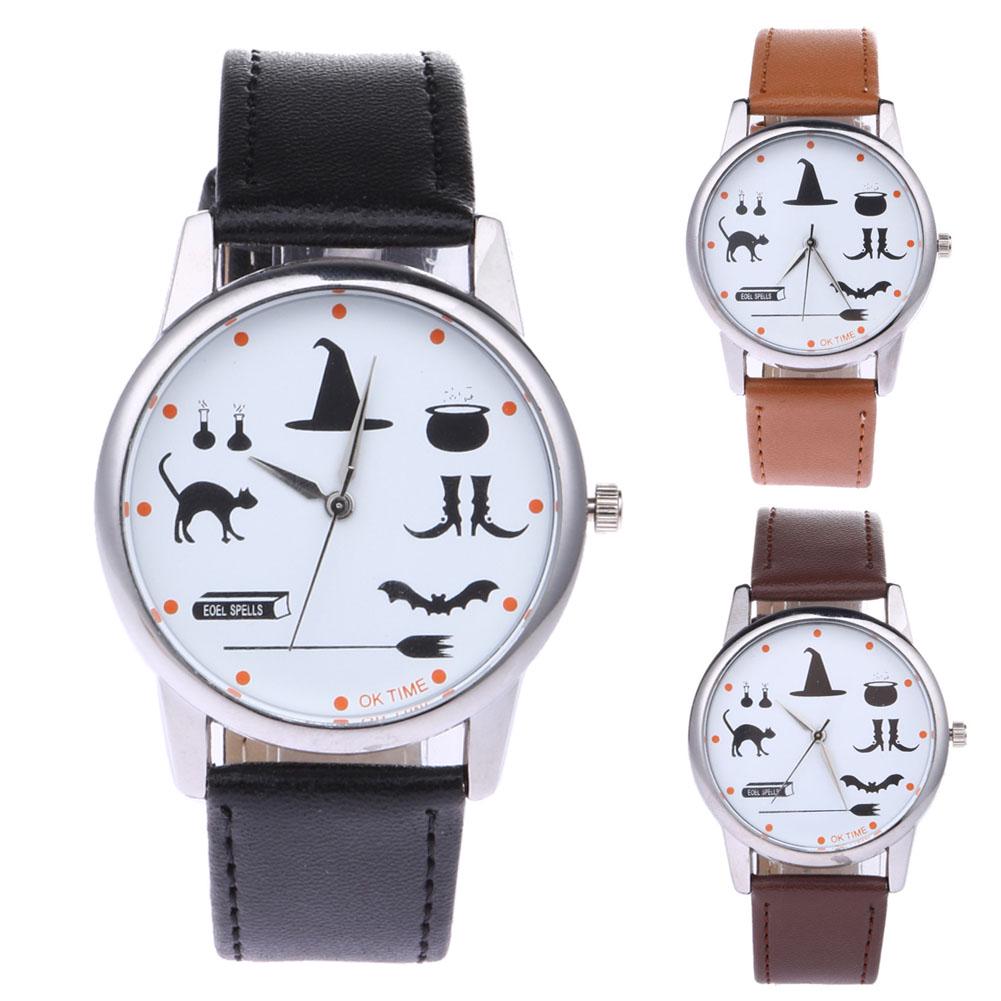 OK TIME Students Cartoon Design Leather Quarts Dress Wristwatch uygun ...