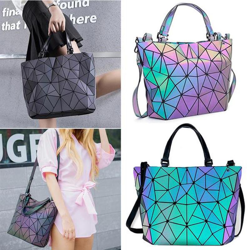 Buy Women's Diamond Geometric Tote Bag Folding Shoulder Bag Holographic ...