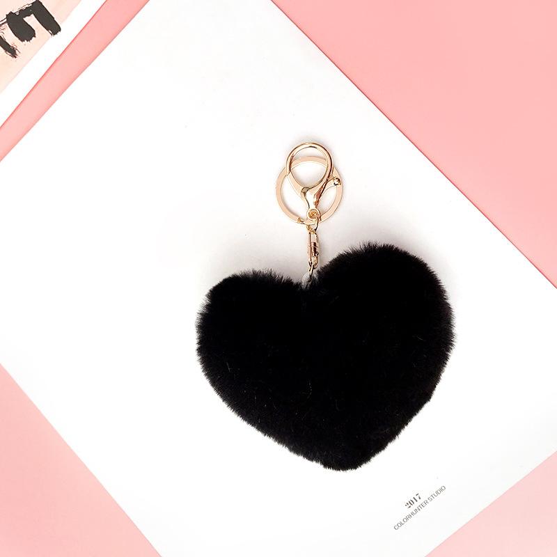 Buy Cute Jewelry Fluffy Heart Shape Faux Rabbit Fur Keychain Pendant ...