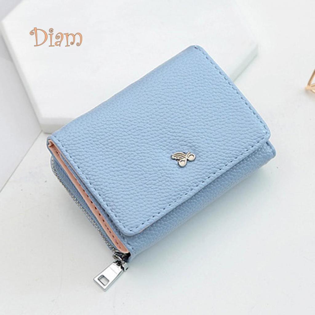 Buy Dilara Leather Solid Color Women Short Purse Card Cash Small Zipper ...