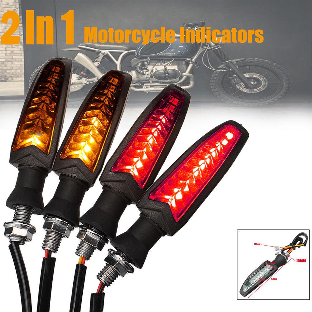 Buy 4Pcs Led Motorcycle Turn Signal Indicator Light Lamp White Drl+Red ...