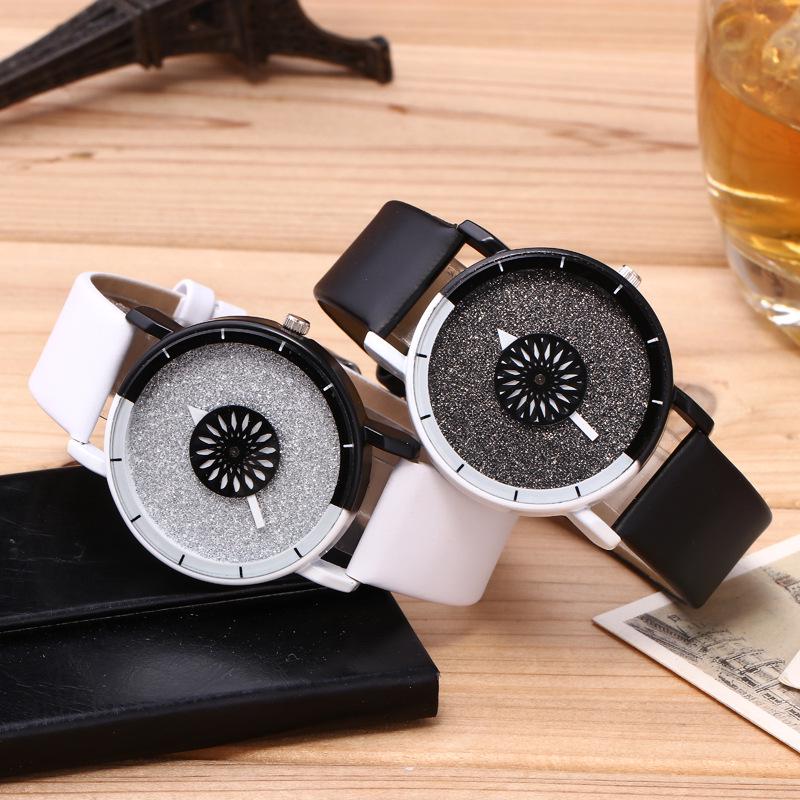 Buy Women's Watch Leather Strap Two-color Splicing Dial Casual Male and ...