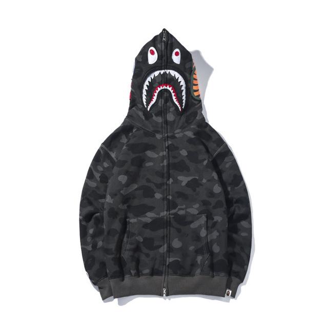 Buy New Fashion Spring Mens Bapes Shark Camouflage Hoodie Polyester ...