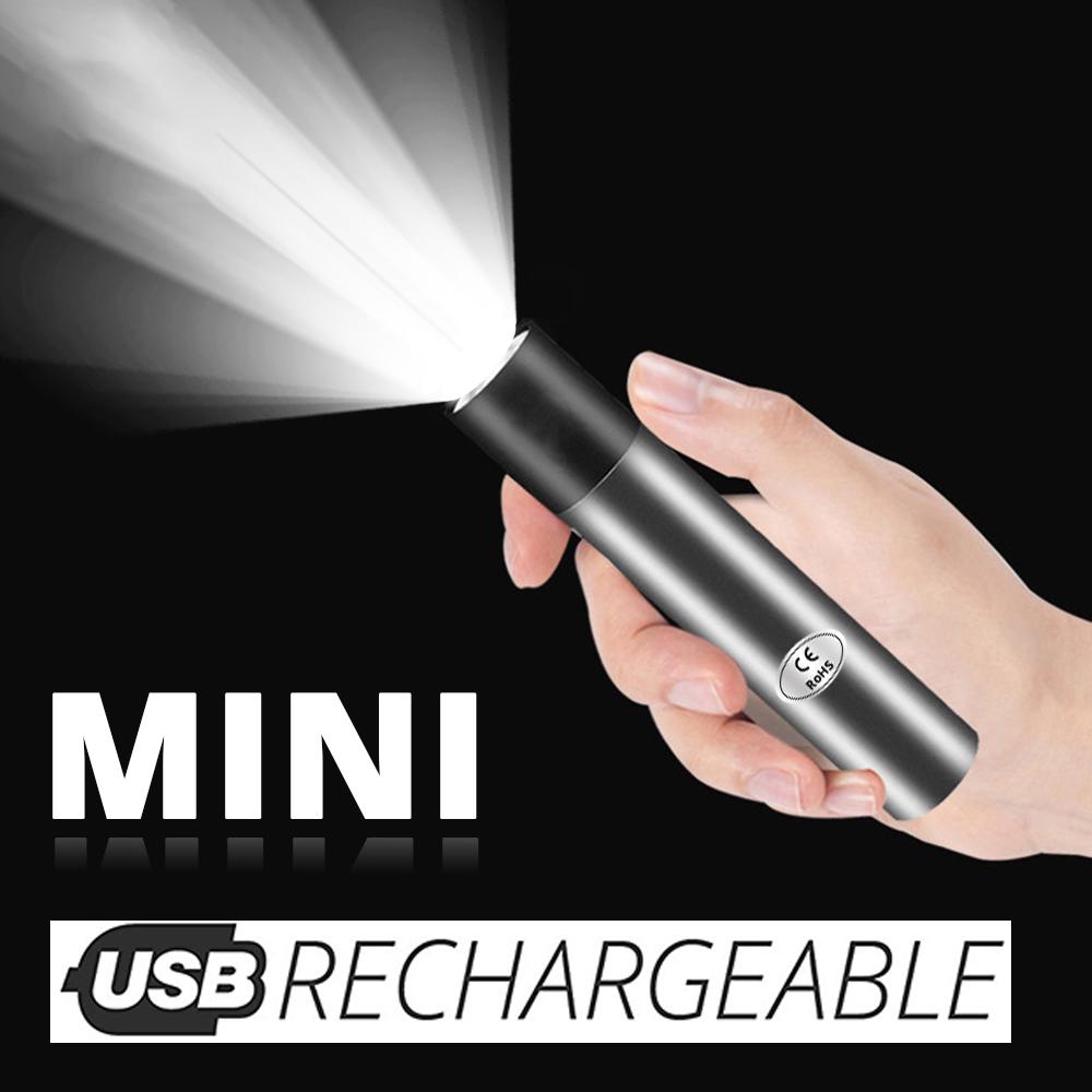 Buy USB Rechargable Mini LED Flashlight 3 Mode Waterproof Torch ...