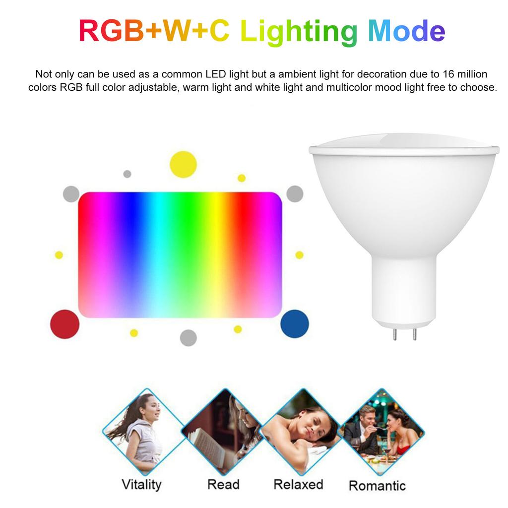 Wifi Smart Bulb Rgb+W+C Led Bulb 5w Gu5.3 Dimmable Light Phone App ...