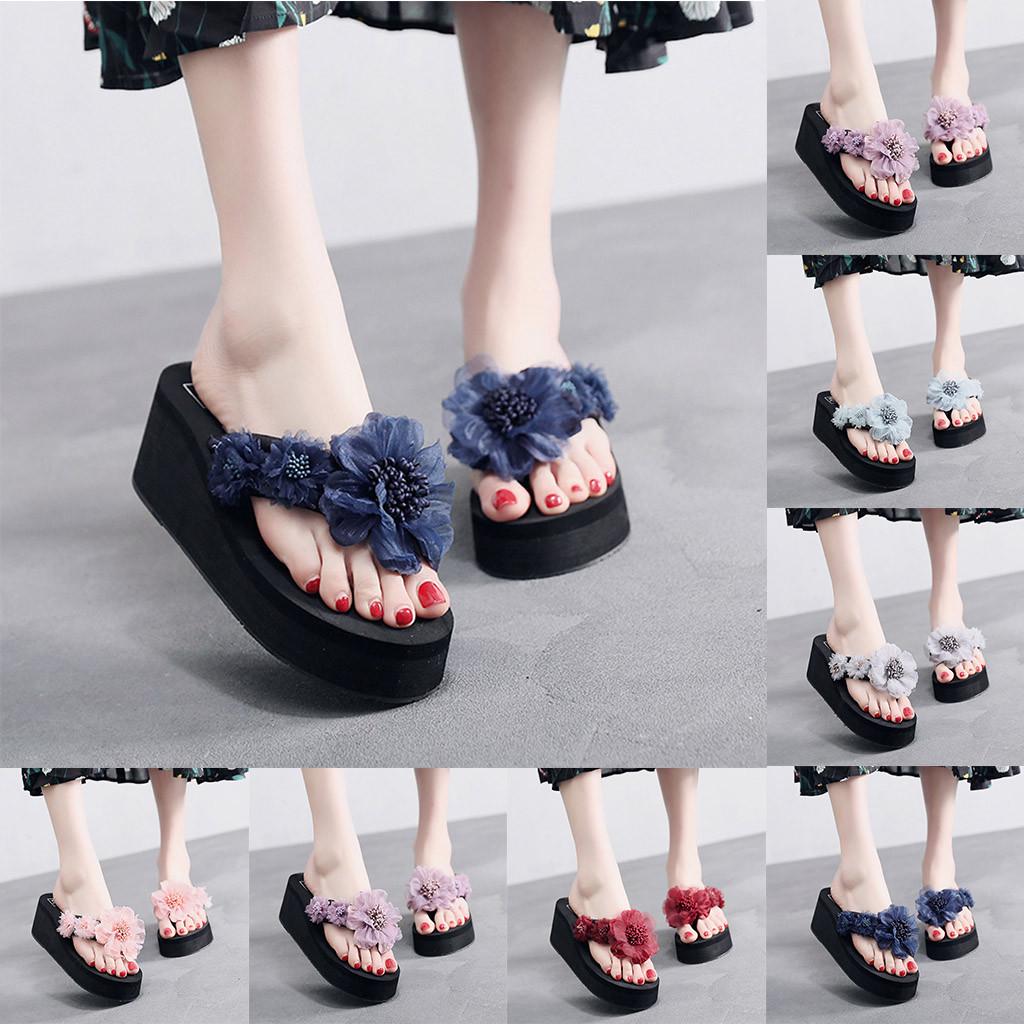 Buy Women Flowers Bohemian Style Slippers Beach Sandals Ladies Summer ...