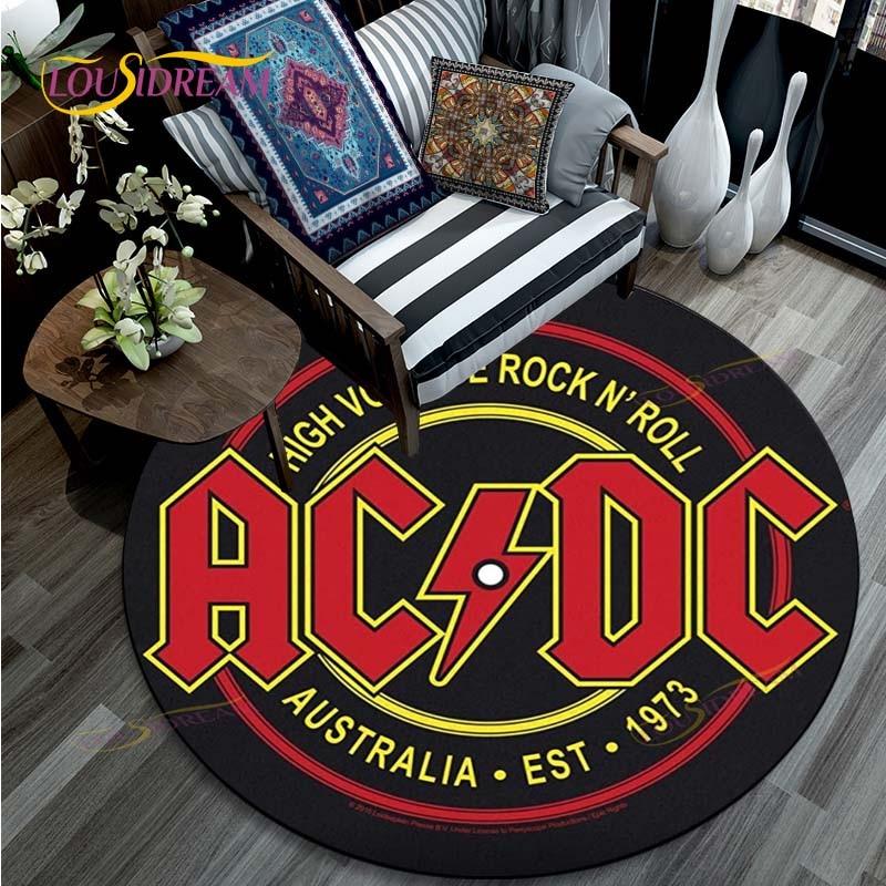 Buy ACDC Rock Band Round Carpets for Living Room Rugs Soft Flannel ...