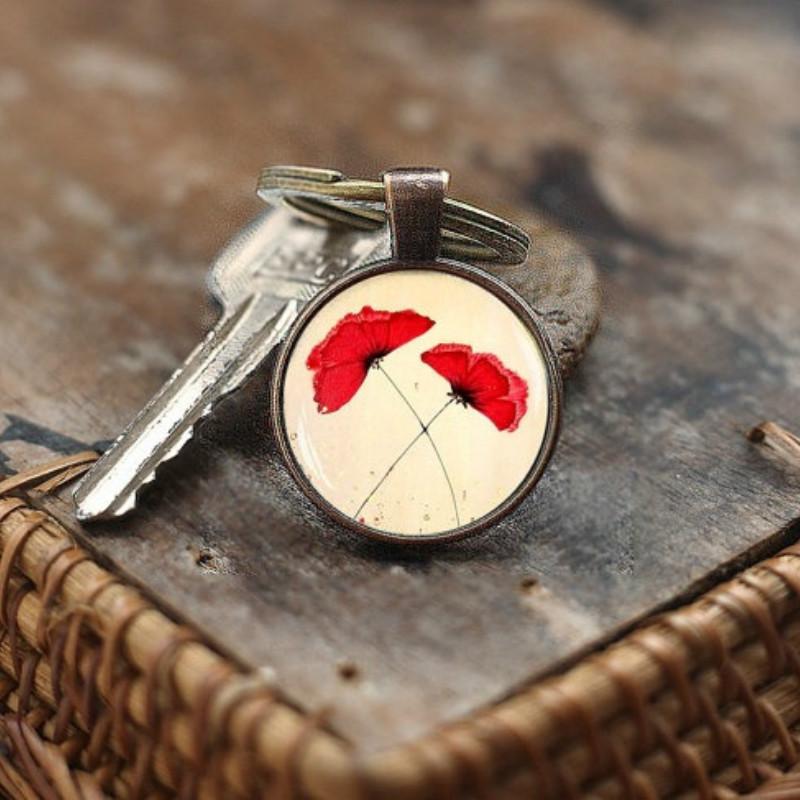 Buy Red Poppies Keychain ,Poppies Keychain ,Poppies Charm Keychain ...